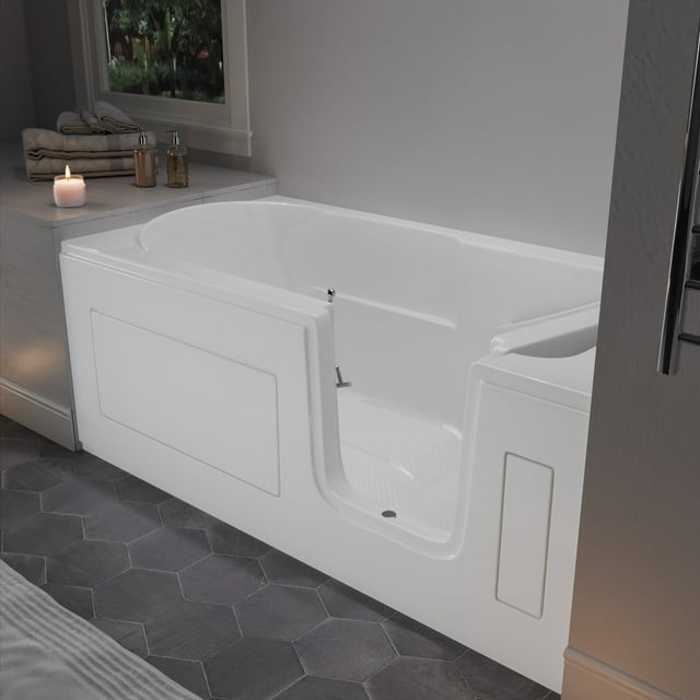 Meditub 30x60 in. Walk-In Soaking Bathtub, Right Drain, White - Walmart.com