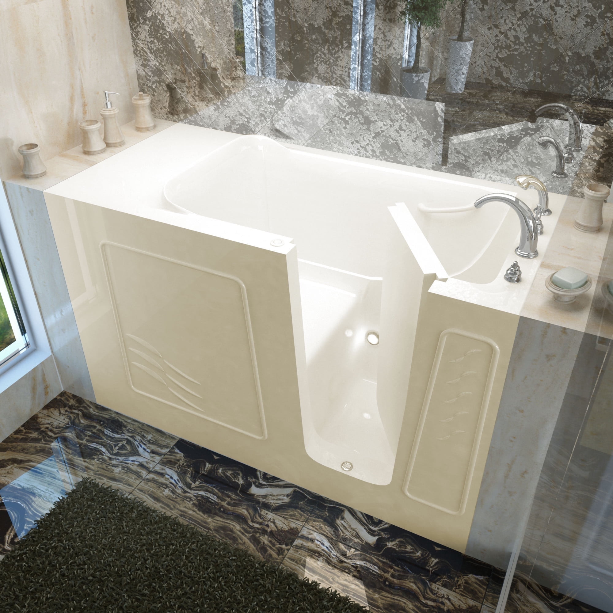 Meditub 3060Wirs 60" Fiberglass Soaking Walk In Tub For Alcove ...