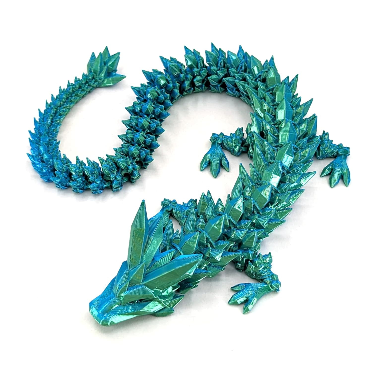 Medium 12" Articulated Crystal Dragon - Multi Color 3D Printed Plastic ...