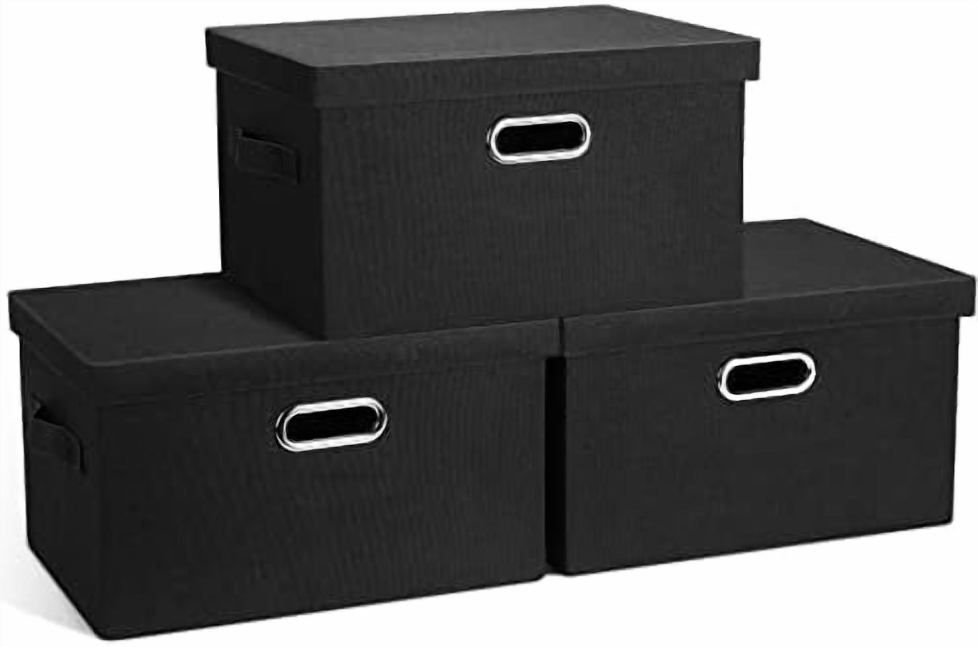 Medium 15" 21 Quart Collapsible Stackable Storage Bins with Lids, 3 ...