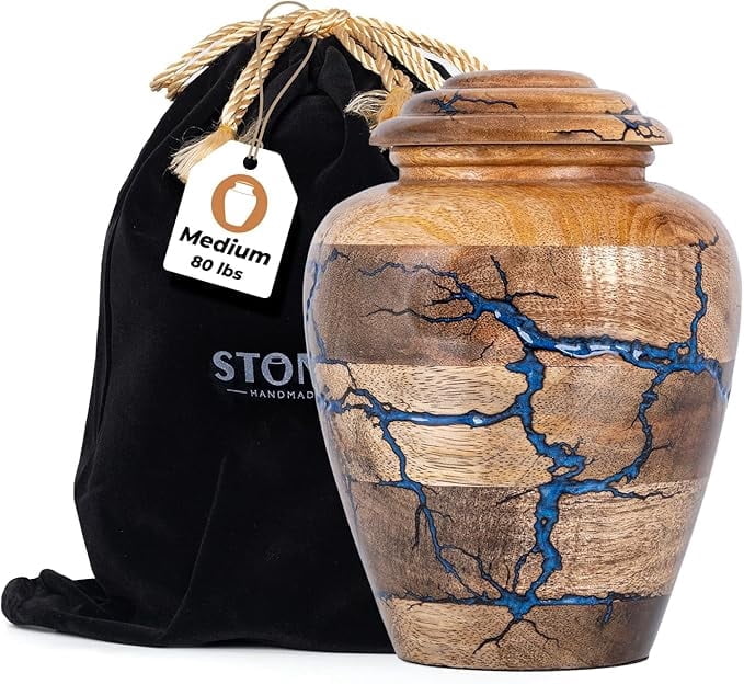 Medium 150 lbs Wooden Cremation Urns for Human Ashes Adult Male 20 Cubic Inches - Urn for Ashes ...