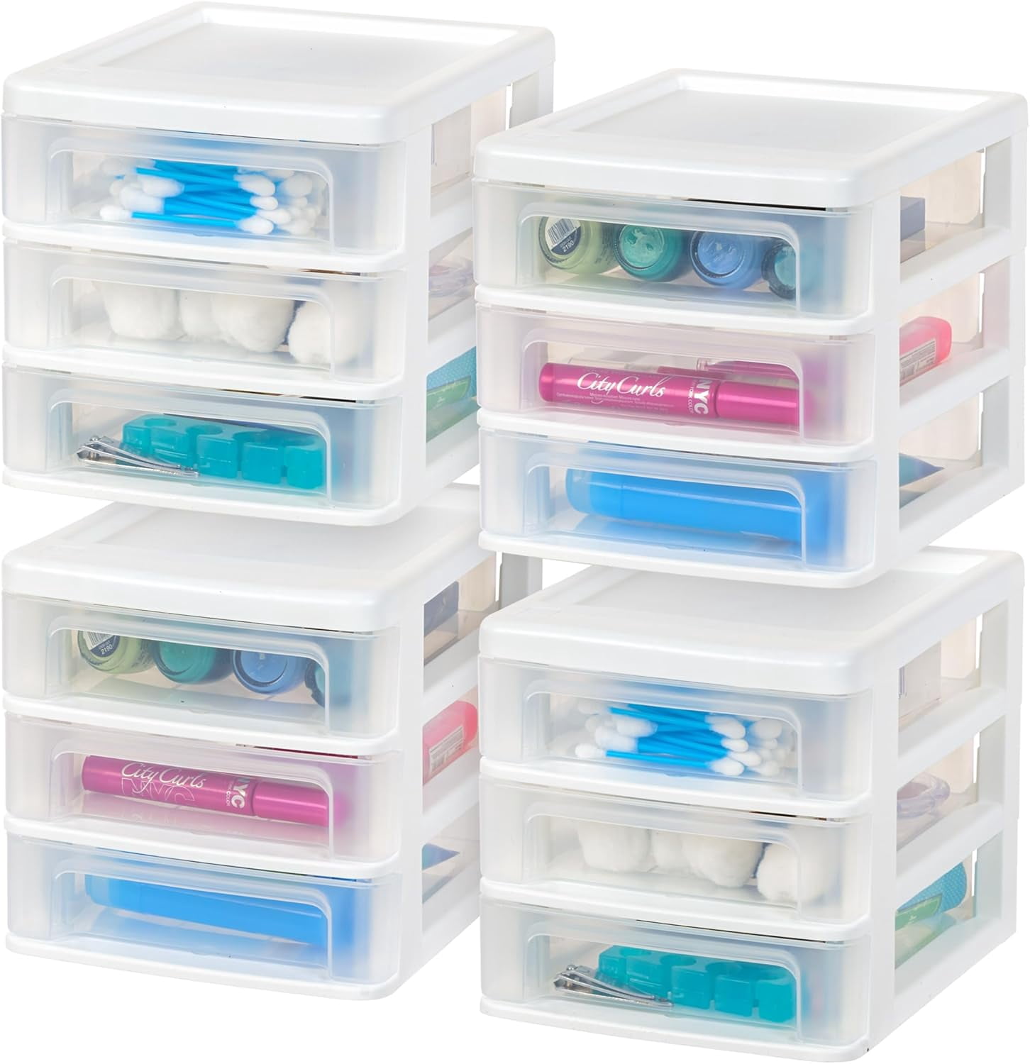 Medium 3 Drawer Desktop Organizer with Open Tray Top, 2 Pack, Plastic ...