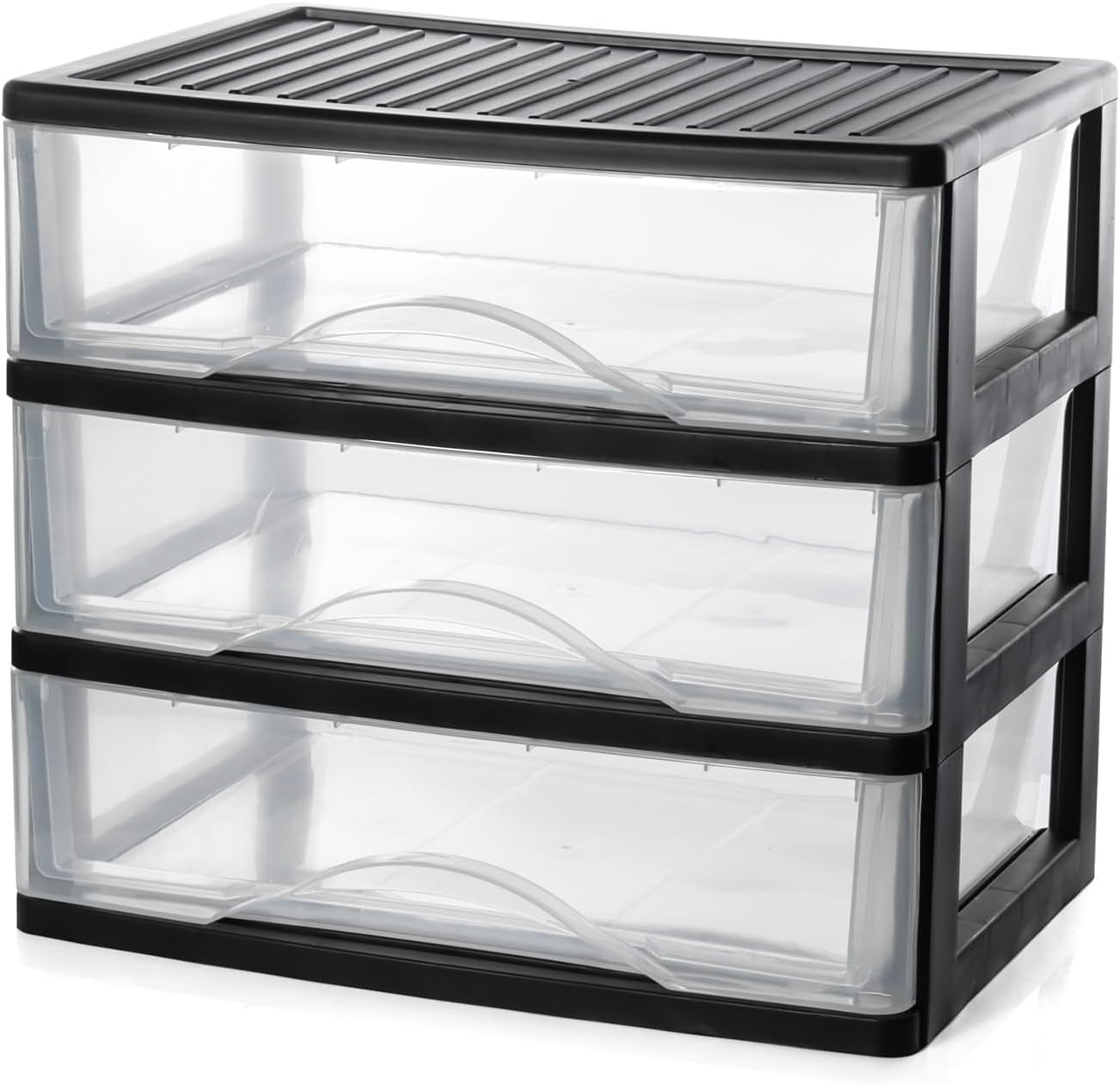 Medium 3 Drawer Plastic Clear Stacking Desktop Organizer for Office ...