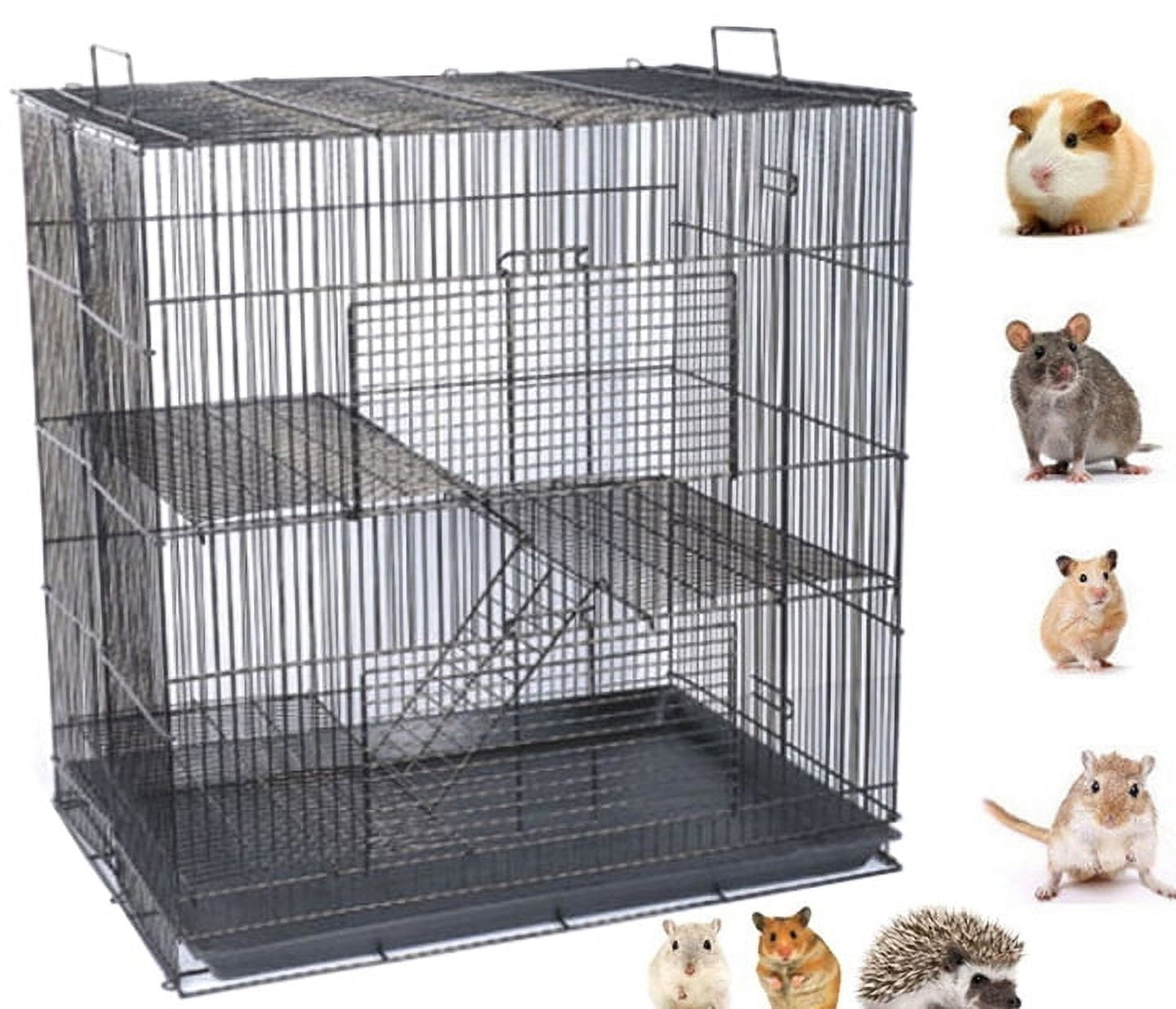 Medium 3-Level Metal Cage - Chew Free, Foldable with Shelves, Ladders ...