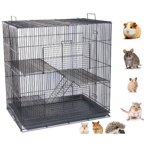 Medium 3-Level Metal Cage - Chew Free, Foldable with Shelves, Ladders ...