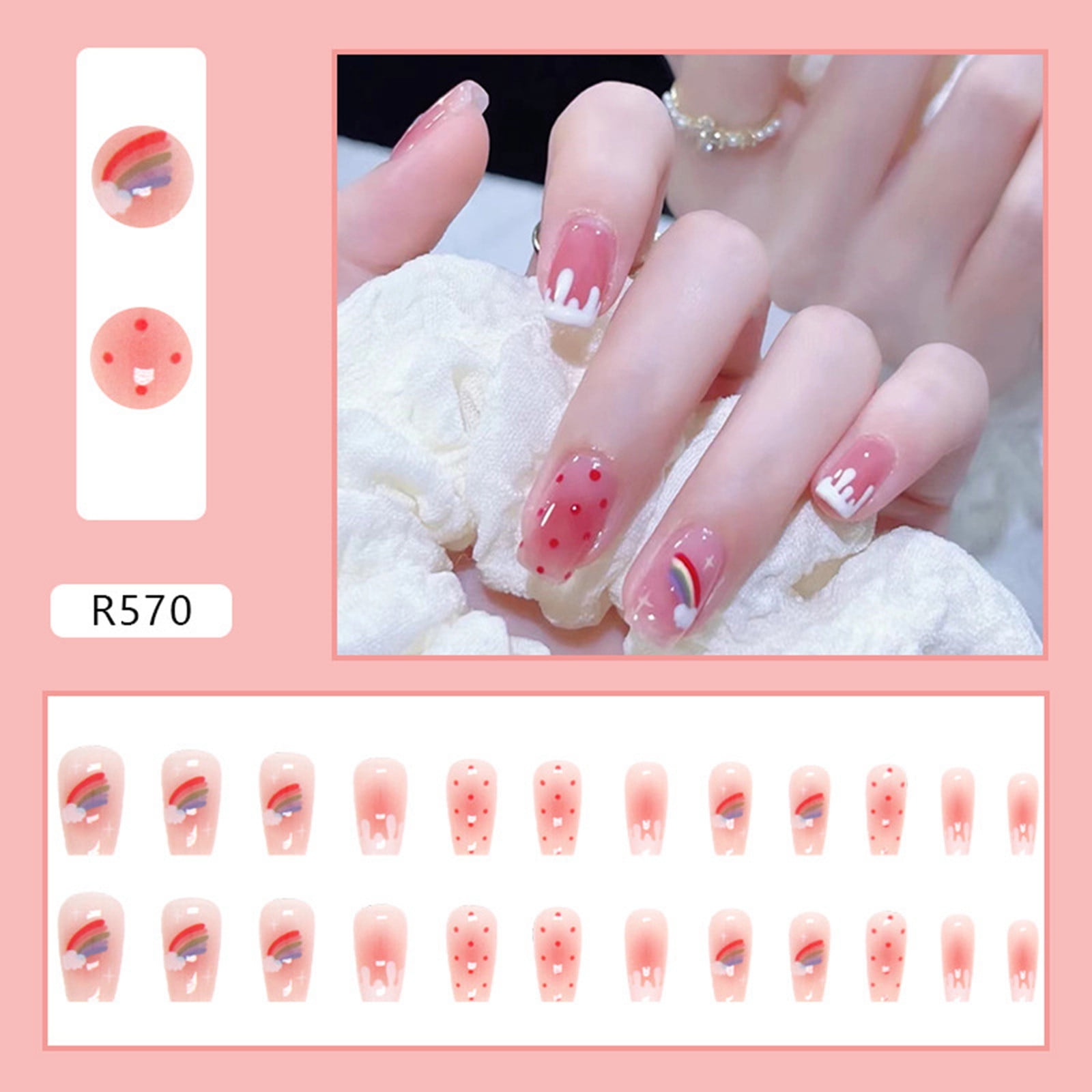 Medium And Long Term On Nails Ballet Nails Gradient Rainbow Wearable