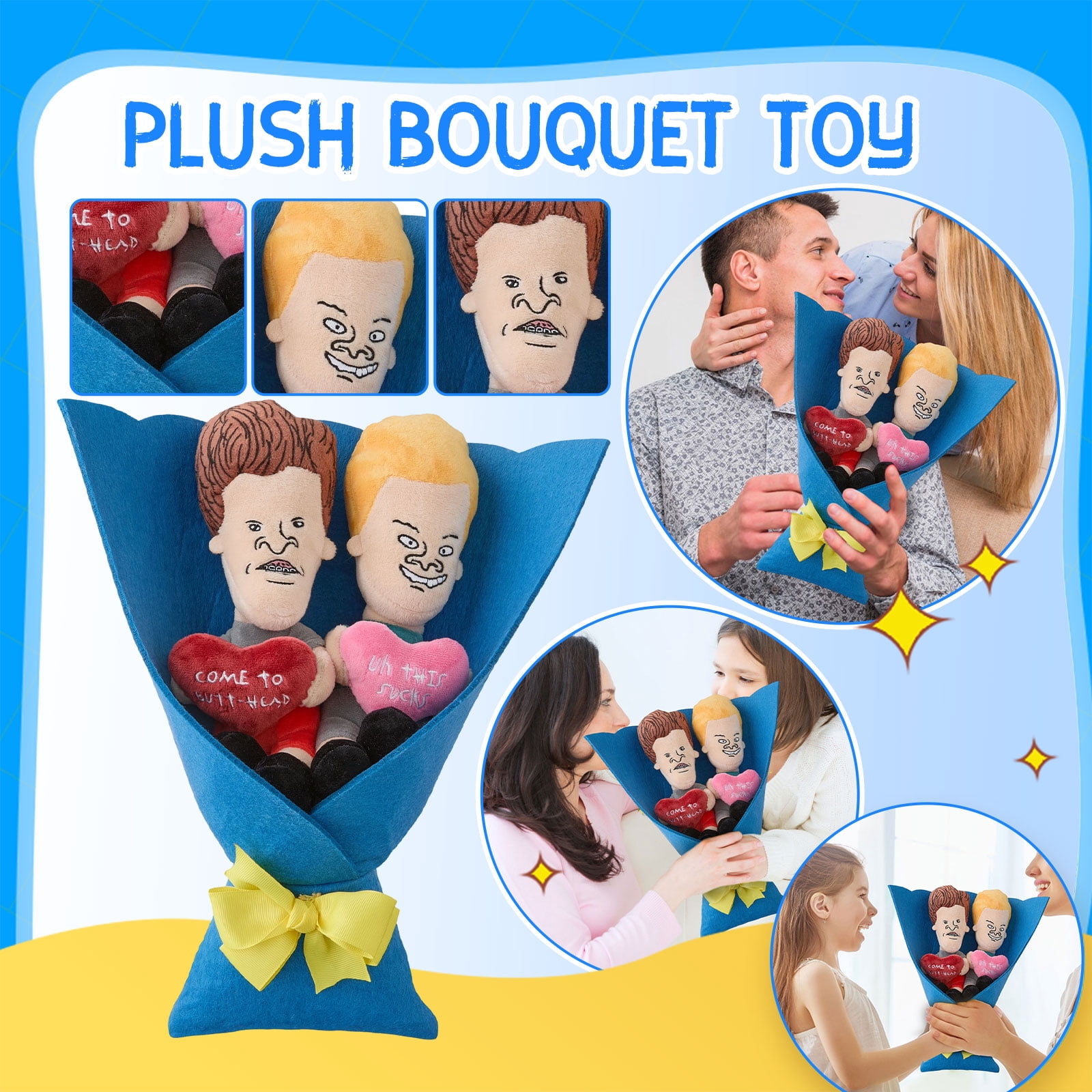 Medium Beavis & Butt-Head Plush Bouquet,13",Classic Animated Plush ...