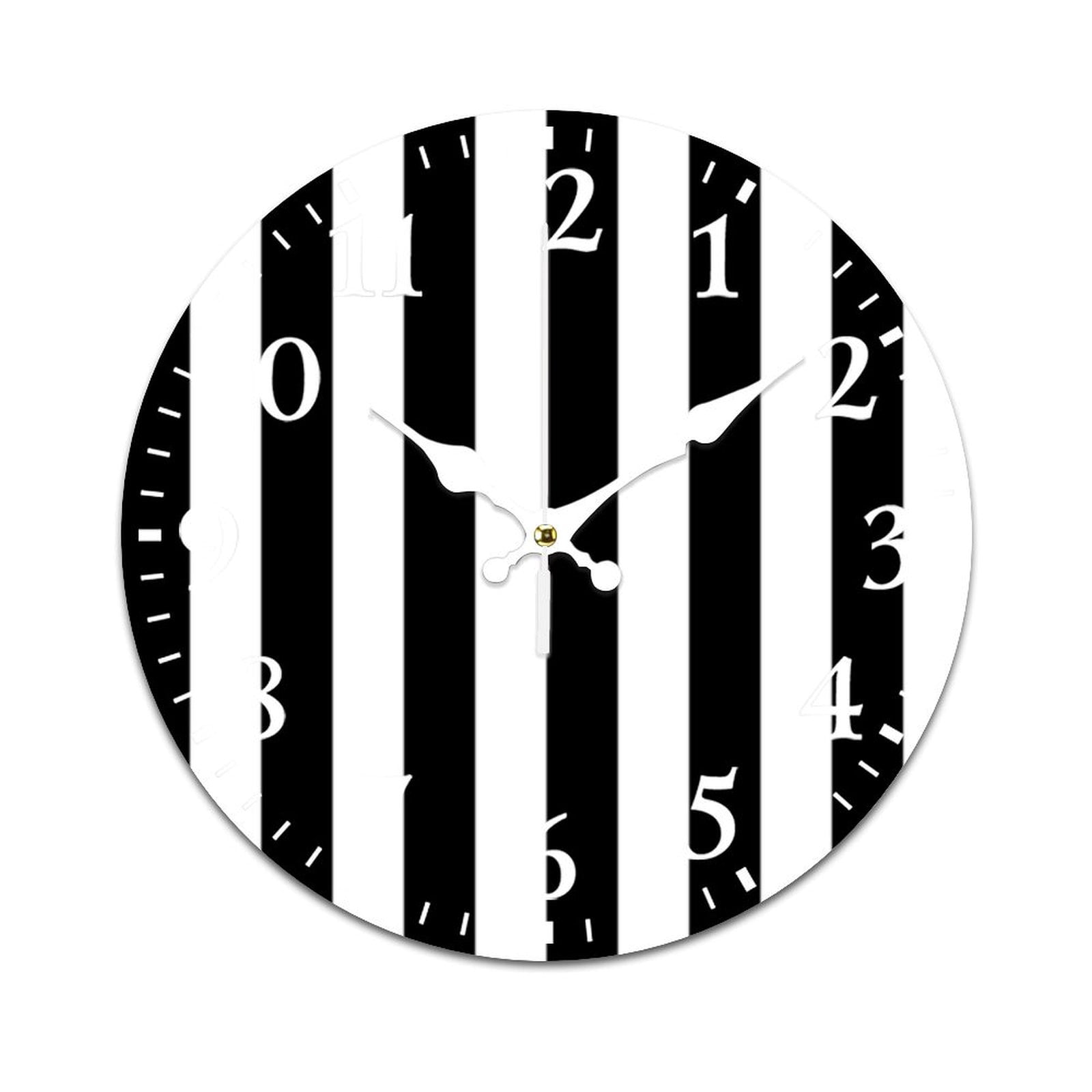 Medium Black And White Stripes Vertical Direction Wall Clock Modern ...