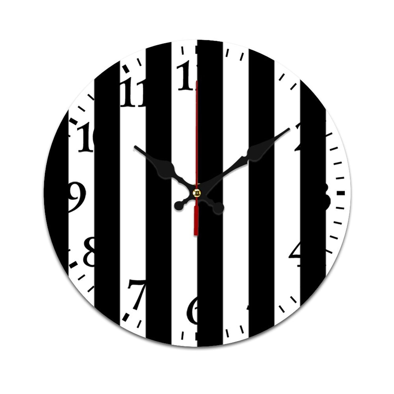 Medium Black And White Stripes Vertical Direction Wall Clock Modern ...