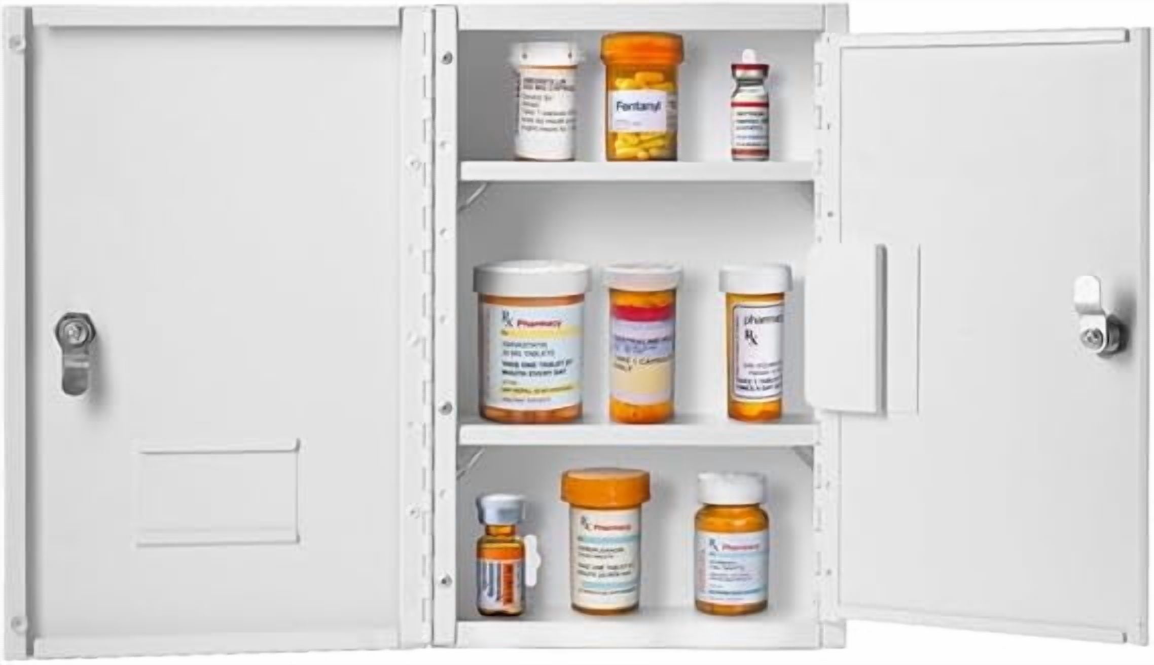 Medium Black Double Door Narcotics Cabinet, Locking Medicine Cabinet ...