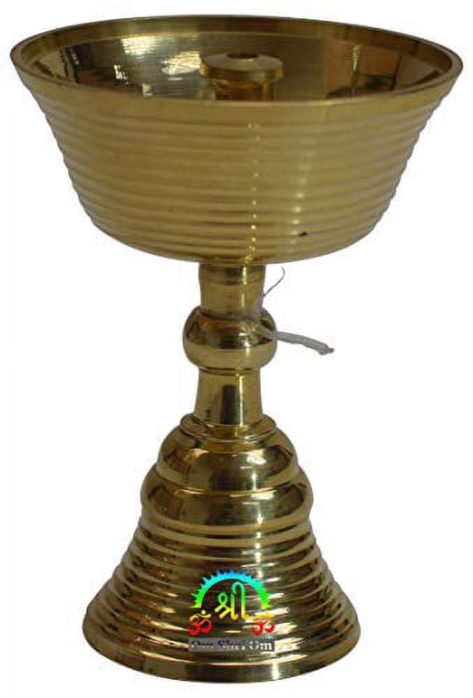 Medium Brass Puja Oil Diya Lamp Indian Deepak Pooja Wick - Walmart.com