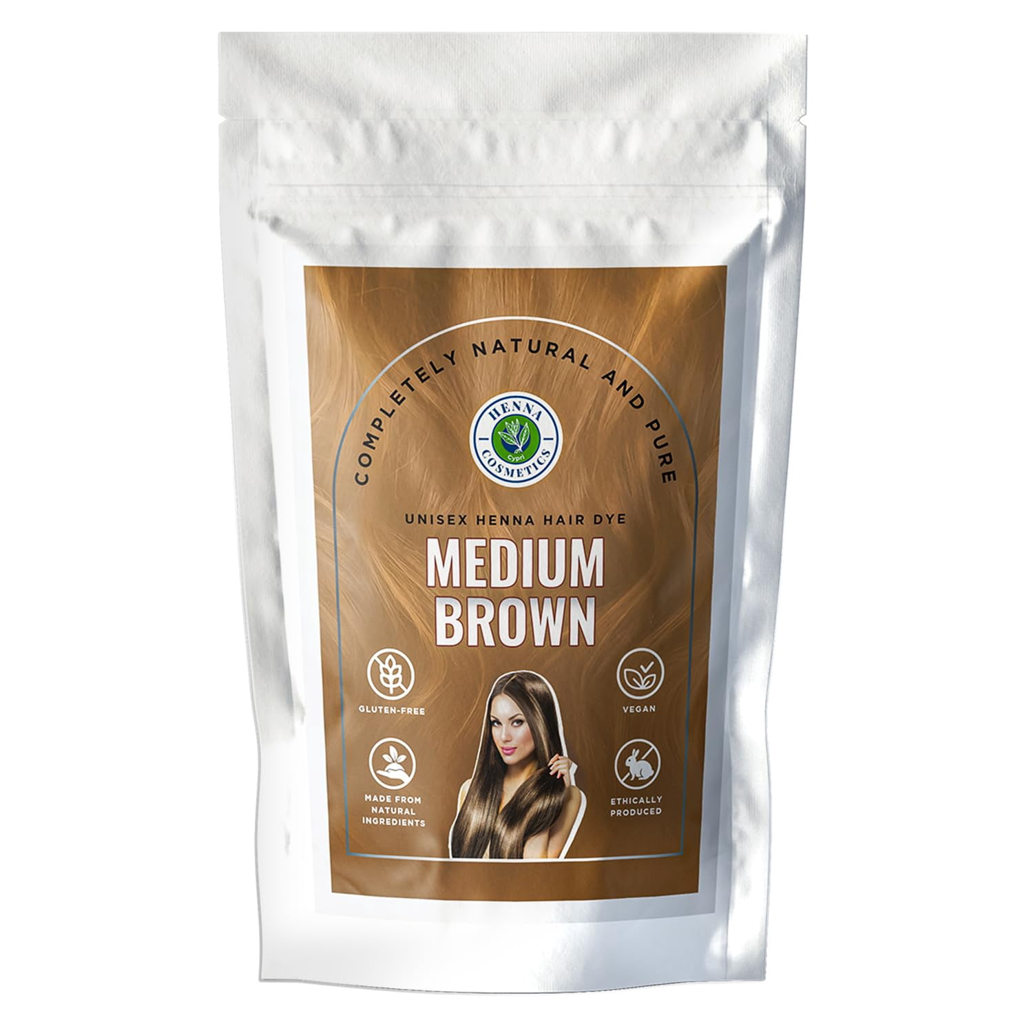 Medium Brown 400 g | 100% Natural Hair Dye Kit | Vibrant Colors with 50 ...