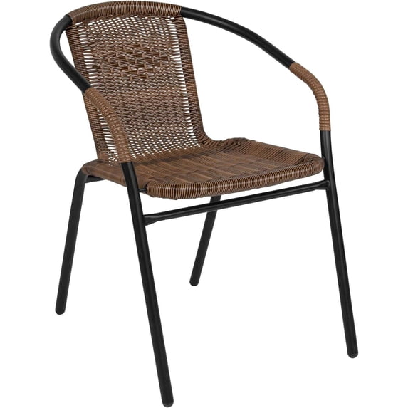 Medium Brown Rattan Indoor-Outdoor Stack Chair with Curved Back ...