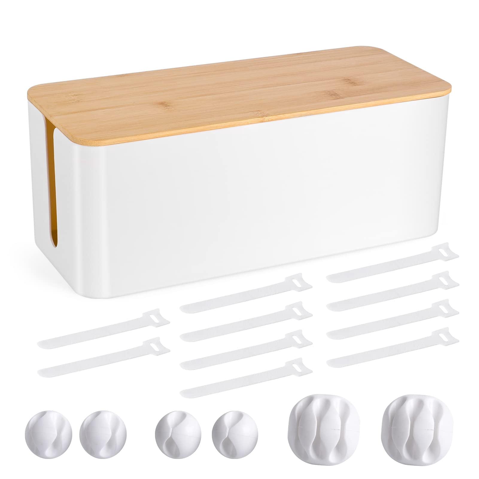 Medium Cable Management Box Wooden Style Cord Organizer for Home Office ...