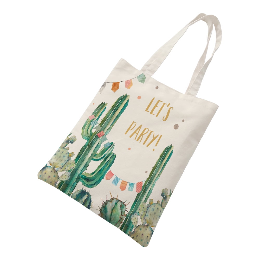 Medium Cactus Pattern Canvas Tote Bag For Teachers, Moms, Students and ...