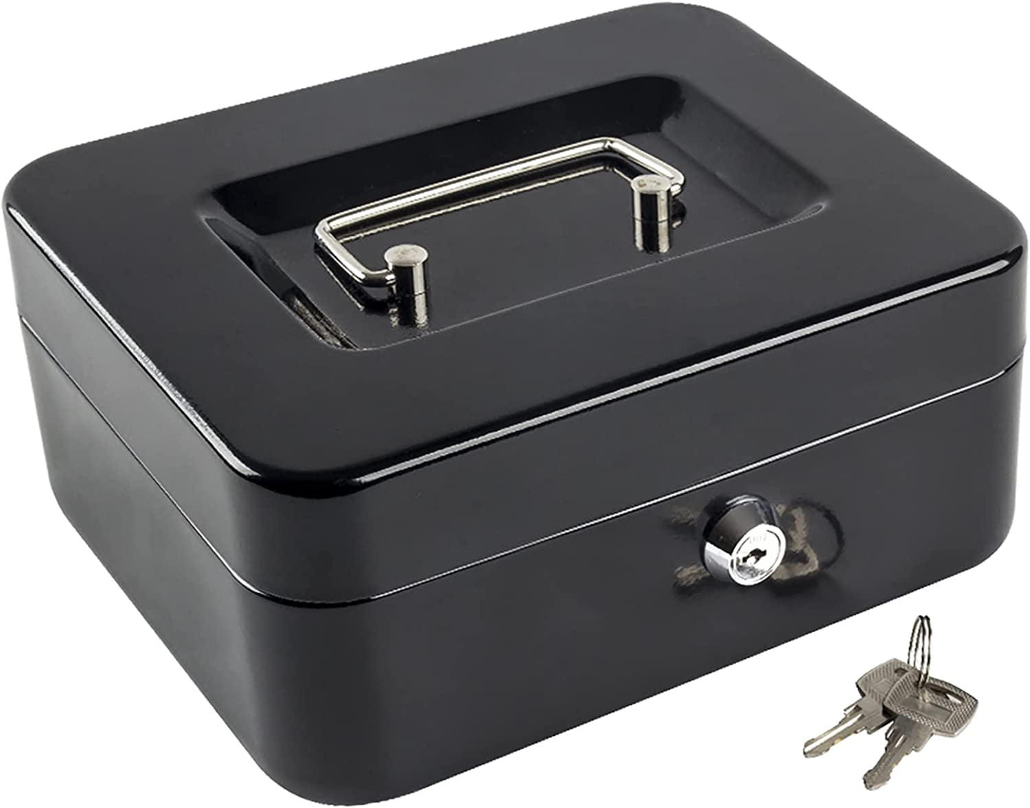 Medium Cash Box with Money Tray, Locking Steel Medium Cash Box, Small ...