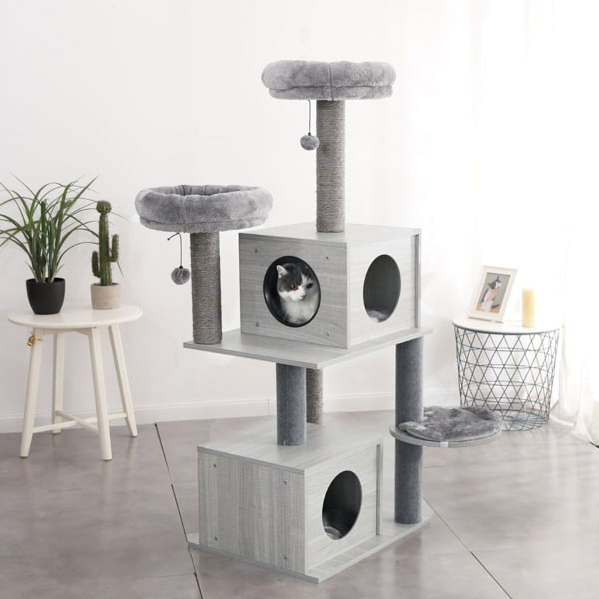 Medium Cat Tree Activity Center With Multi Platforms, Cat Play Tower ...