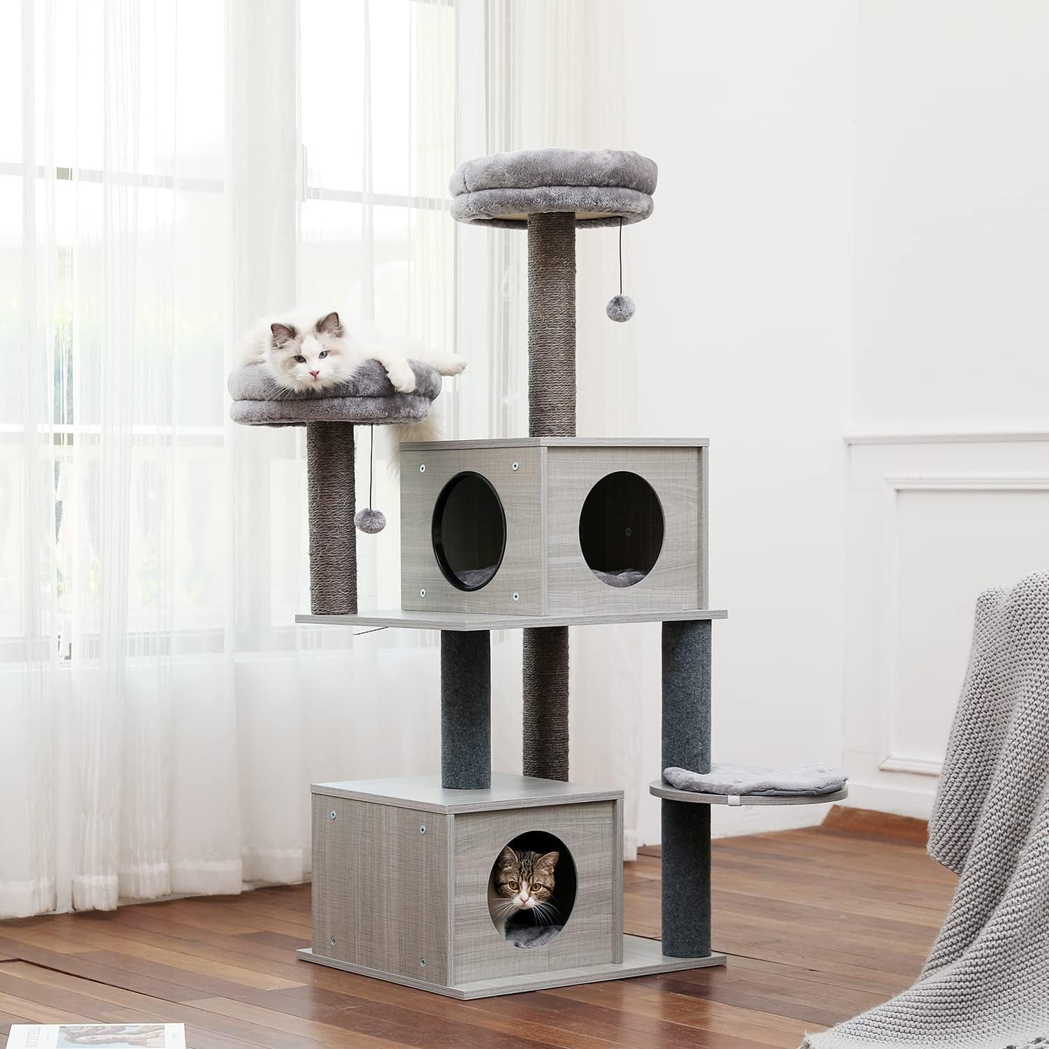Medium Cat Tree Activity Center with Multi Platforms, Cat Play Tower ...