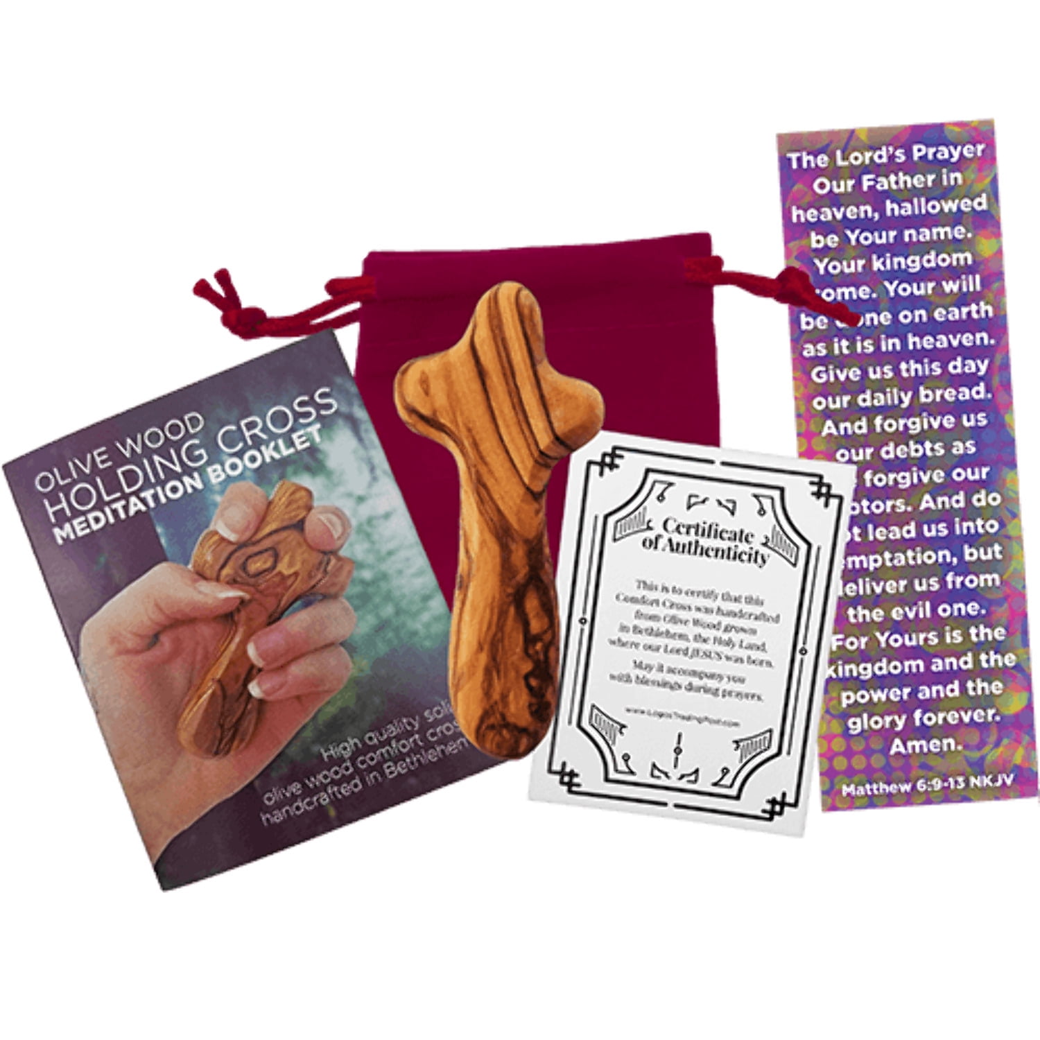 Medium Certified Holy Land Olive Wood Handheld Comfort Cross from ...