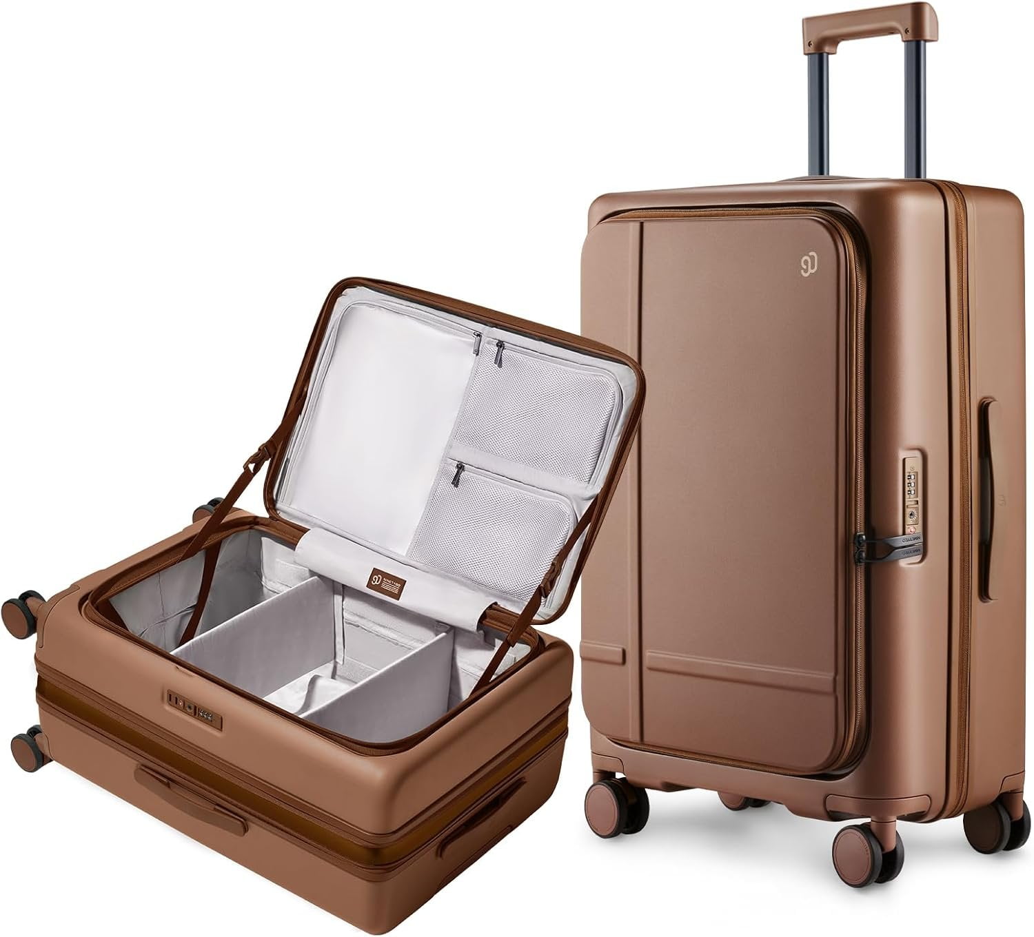 Medium Checked Luggage 25 Inch, Flat Opening Check In Luggage with Cup ...