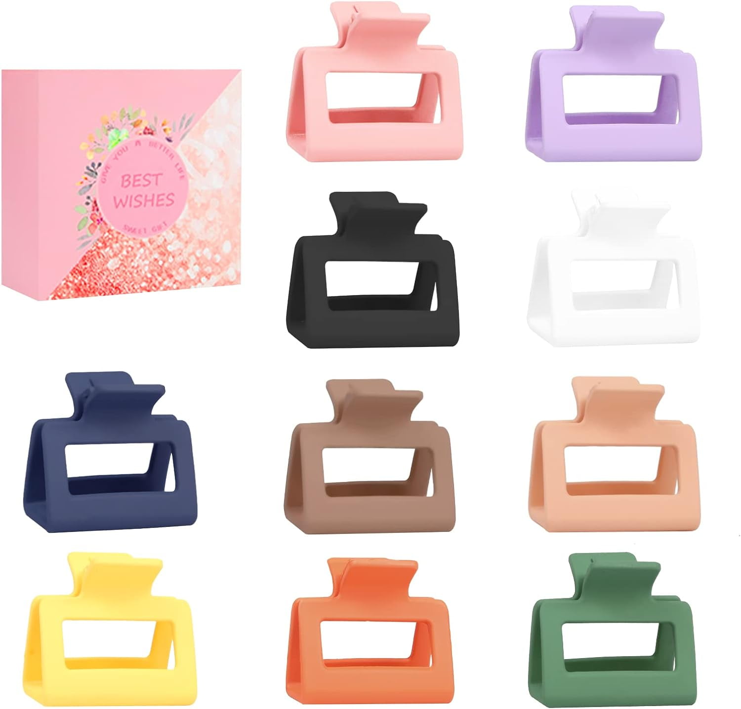 Medium Claw Hair Clips (10 count) - Matte Rectangle Clips for Thin ...