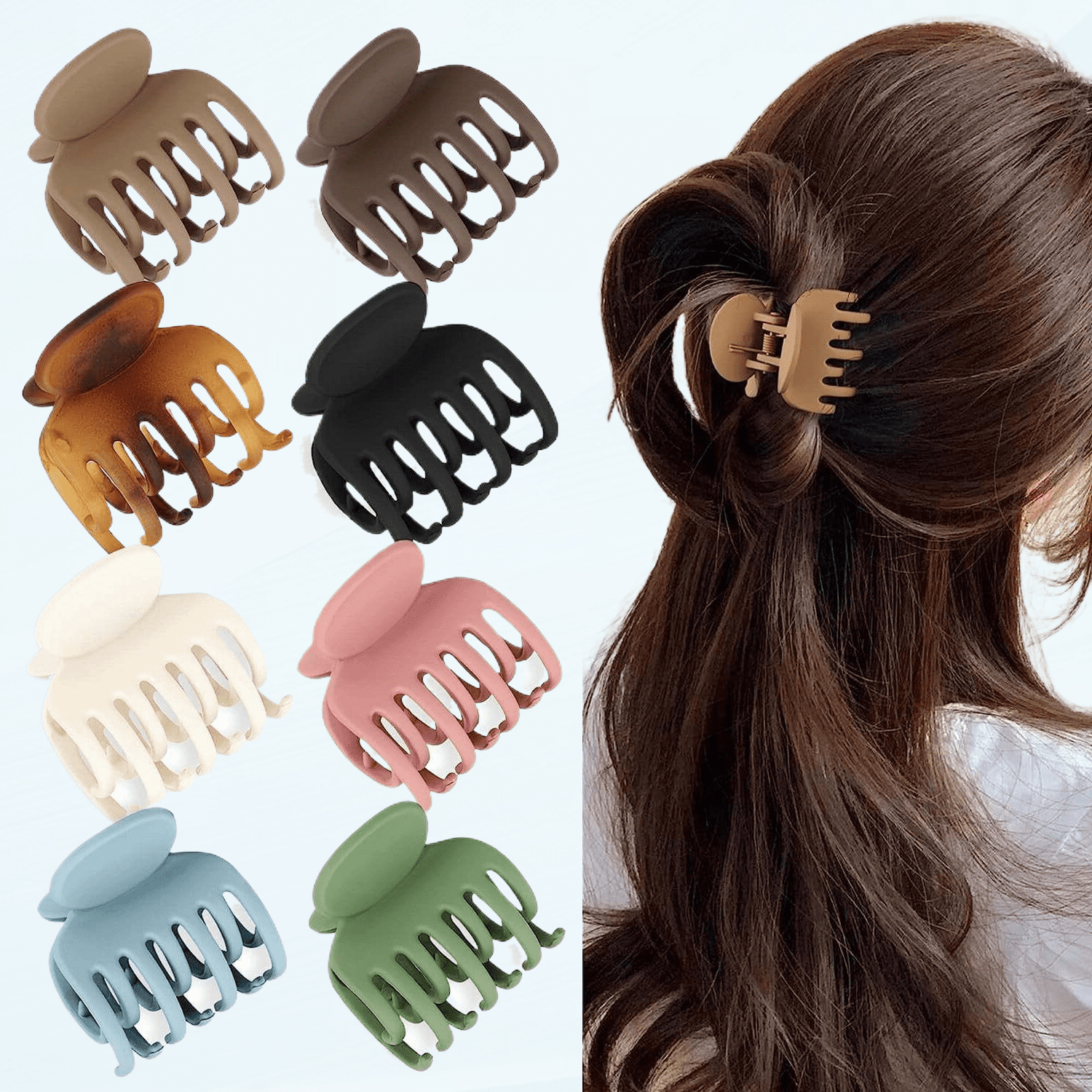 Medium Claw Hair Clips for Women Girls, 1.6" Double Row Teeth Small ...