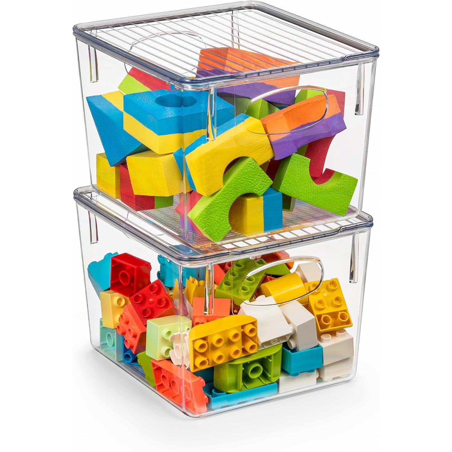 Medium Clear Plastic Storage Bins with Lids, Clear Stackable Storage ...