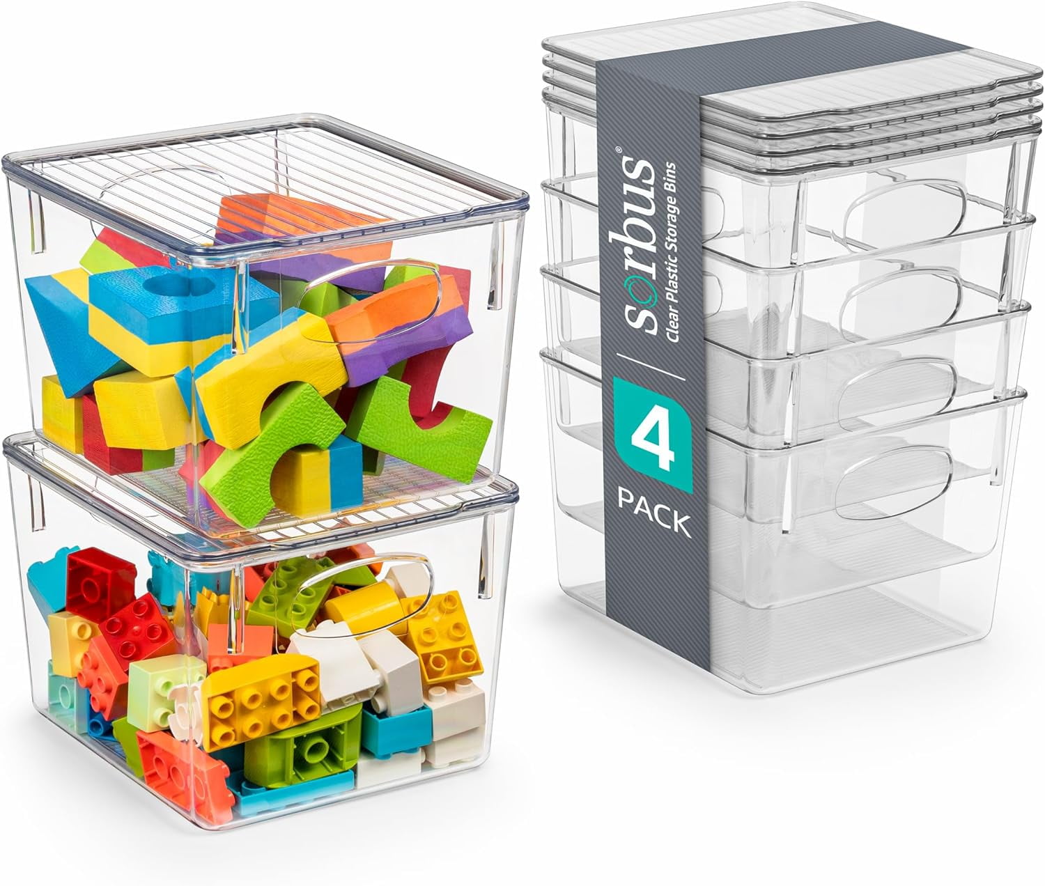 Medium Clear Plastic Storage Bins with Lids, Clear Stackable Storage ...