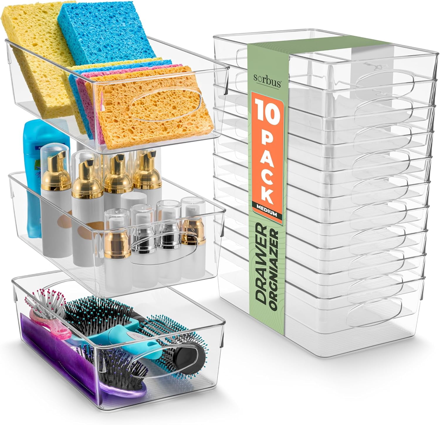 Medium Clear Plastic Storage Bins for Organizing, 10 Pack Clear ...