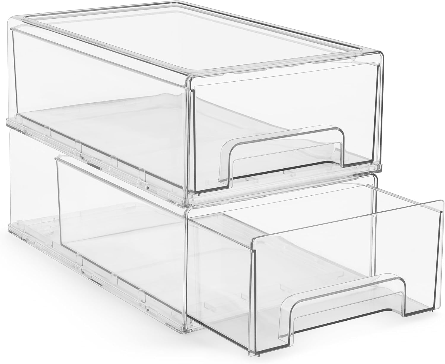 Medium Clear Stackable Storage Drawers – 2-Pack Plastic Organizer Bins ...
