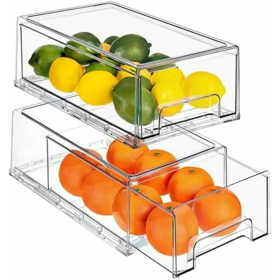 Medium Clear Storage Drawers (2 Pack) – Stackable Organizer Drawers for ...