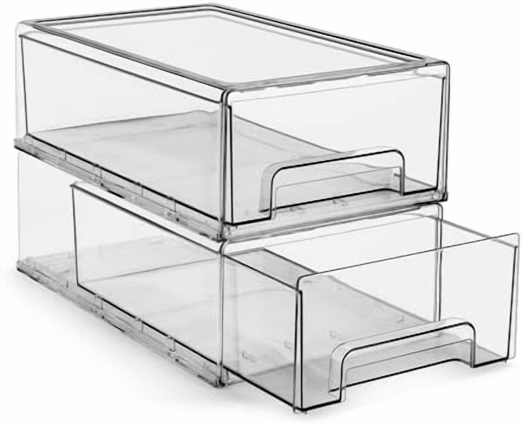 Medium Clear Storage Drawers (2 Pack) – Stackable Organizer Drawers for ...