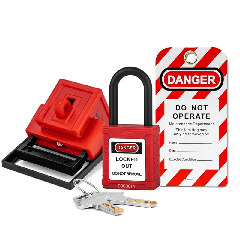 Medium Clip-on Circuit Breaker Lockout Device with Lotopad Lock and Tag ...