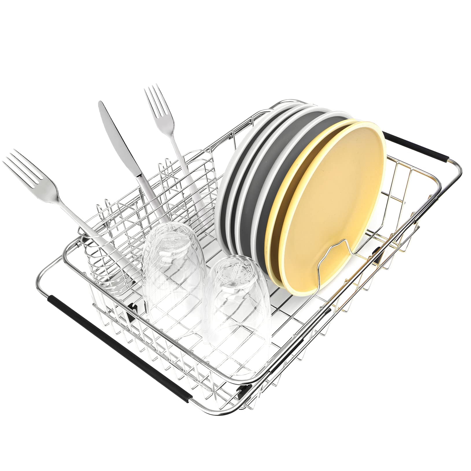 Medium Dish Drying Rack 304 Stainless Steel Expandable Sink Countertop ...