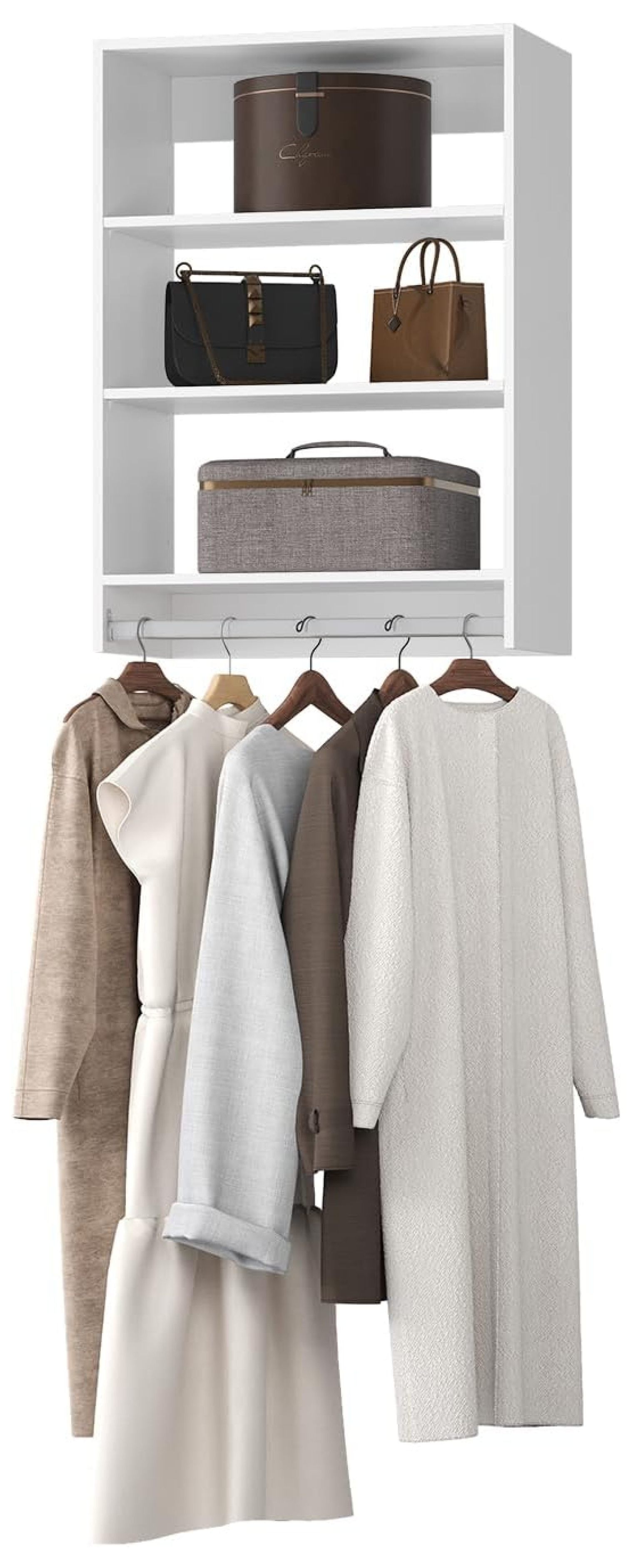 Medium Double Hanging Closet Unit, Modular Closet System, Wood Closet ...