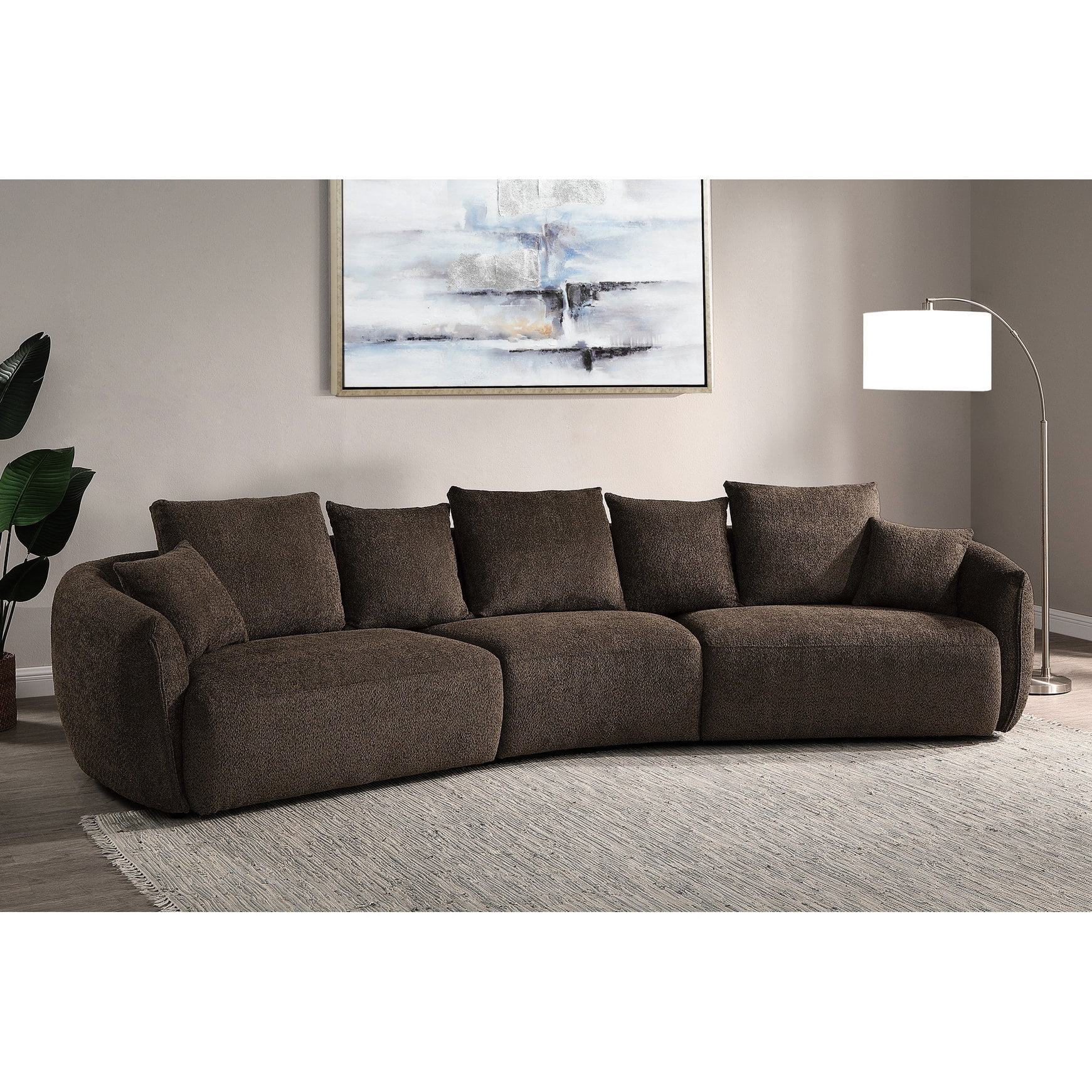 Medium-Firm Brown Boucle Sofa | Stylish Seating in Home | Full Foam ...
