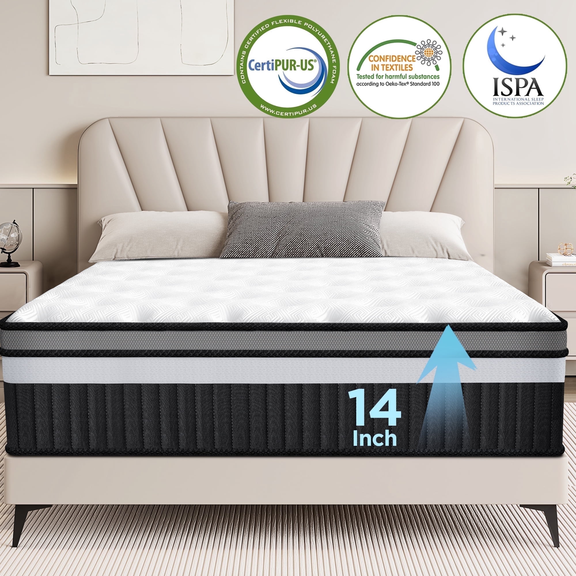 Memory Foam Mattresses, 14" King Size Mattress in a Box, Medium Firm ...