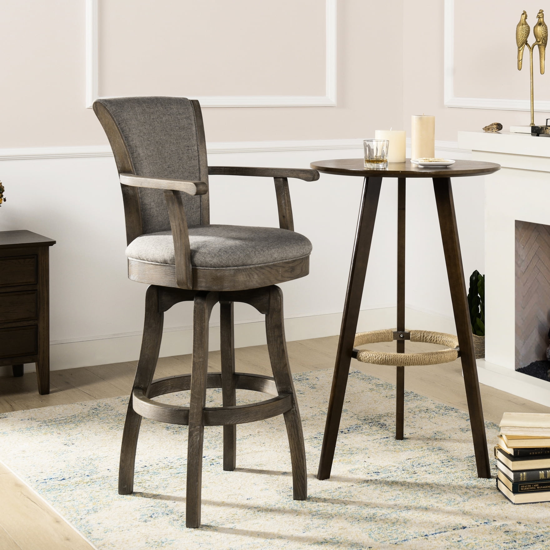 Medium-Firm Sitting Stool+Textured Wood Grain”-“Home Bar Decor/Kitchen ...