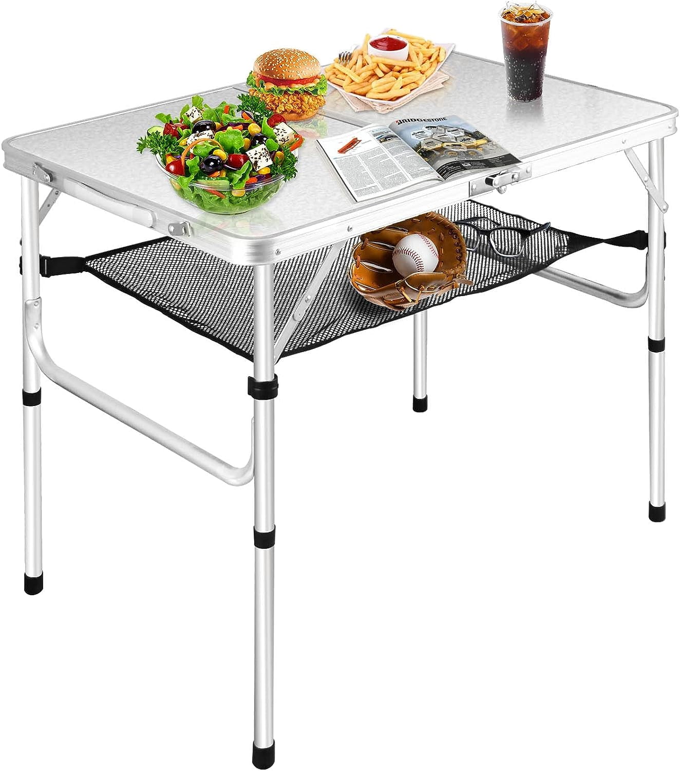 Medium Folding Table,2 Adjustable Height Foldable Table,3Ft Portable ...