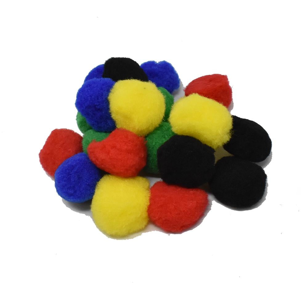 Medium Fuzzy Craft Pom Poms, Primary Colors, 1-1/2-Inch, 20-Piece ...
