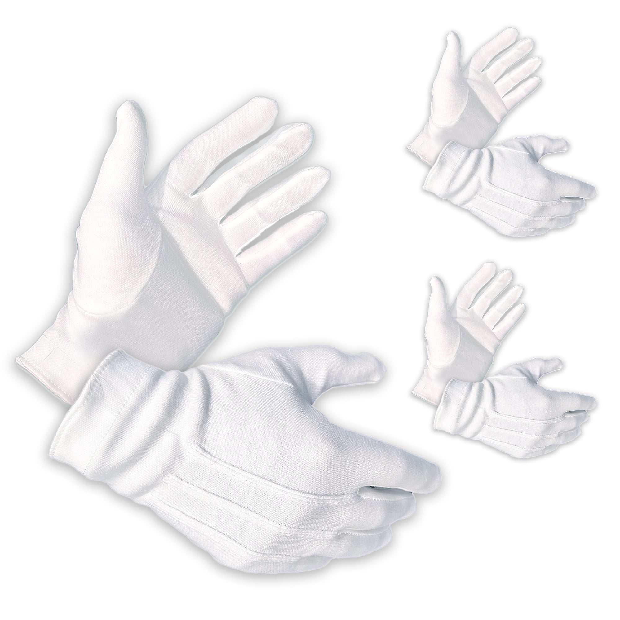 Medium - 3 Pairs Gloves Legend 100% Cotton White Parade Formal Attire ...