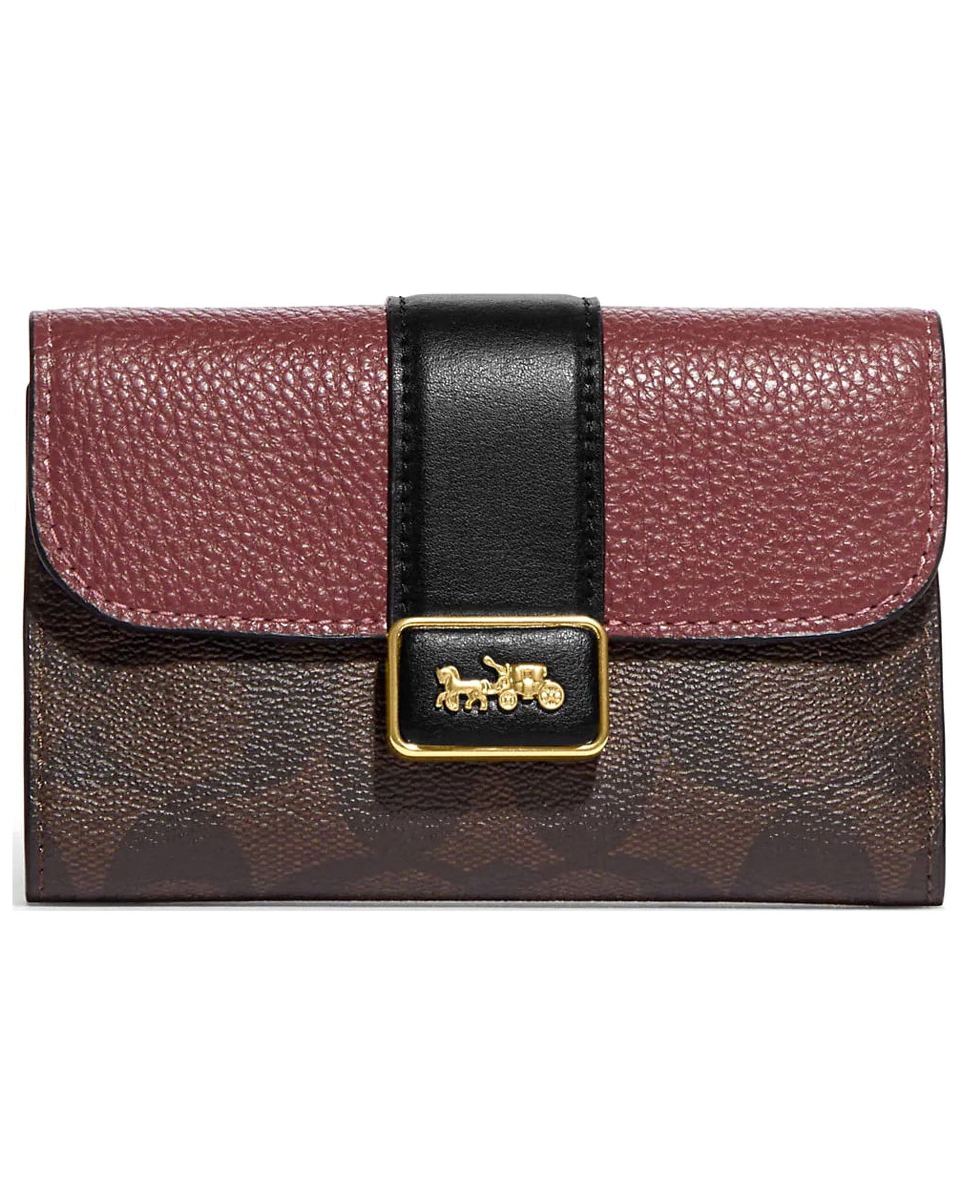 Coach Women's Medium Grace Snap Wallet in Signature Canvas (Brown Black ...