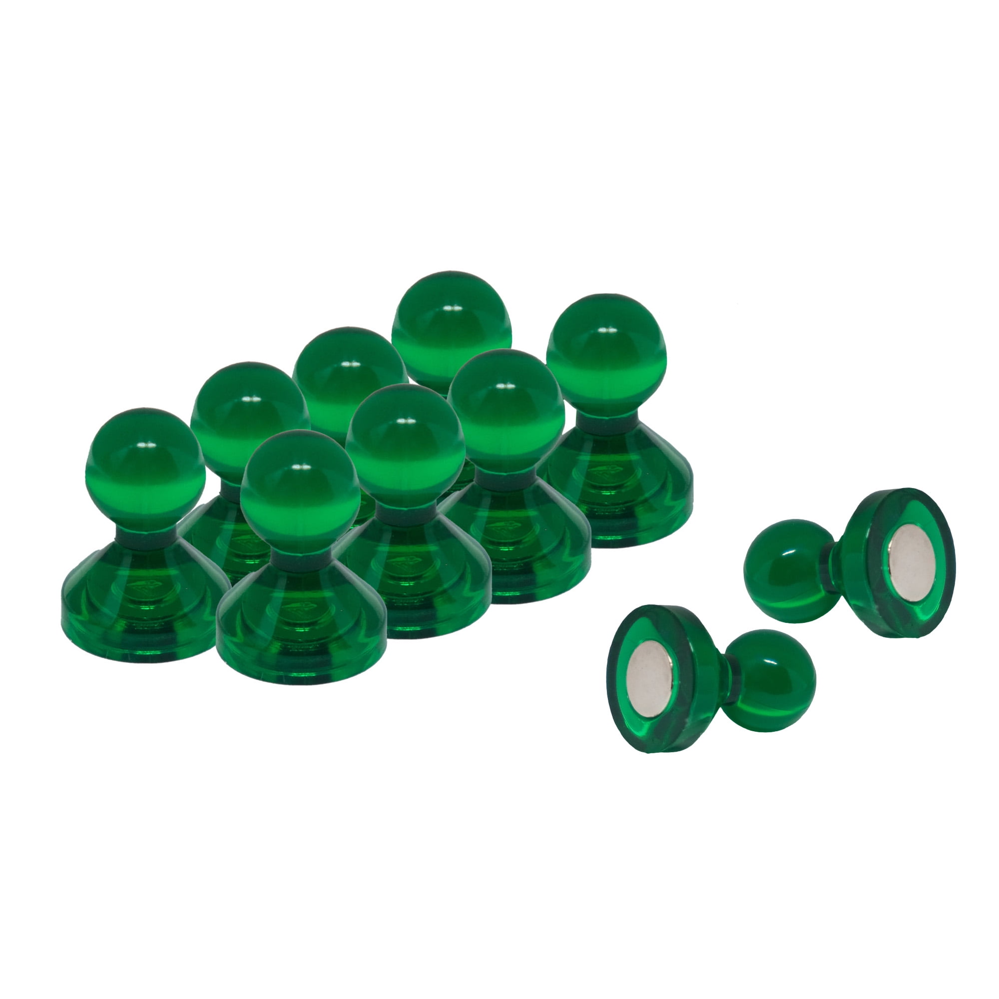 Medium Green Acrylic Push Pin Magnet - 15mm dia x 21mm tall (Pack of 10 ...