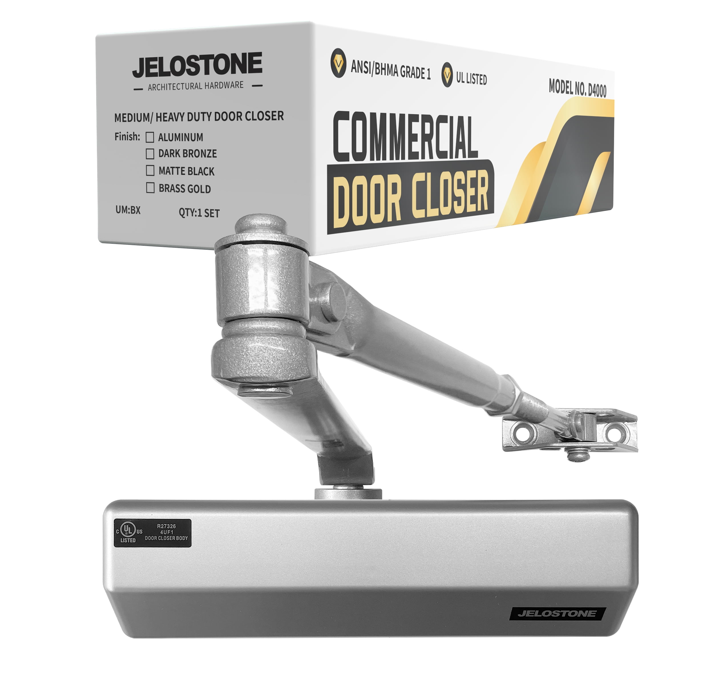 Medium/Heavy Duty Commercial Door Closer JELOSTONE D4000, Adjustable 6 ...