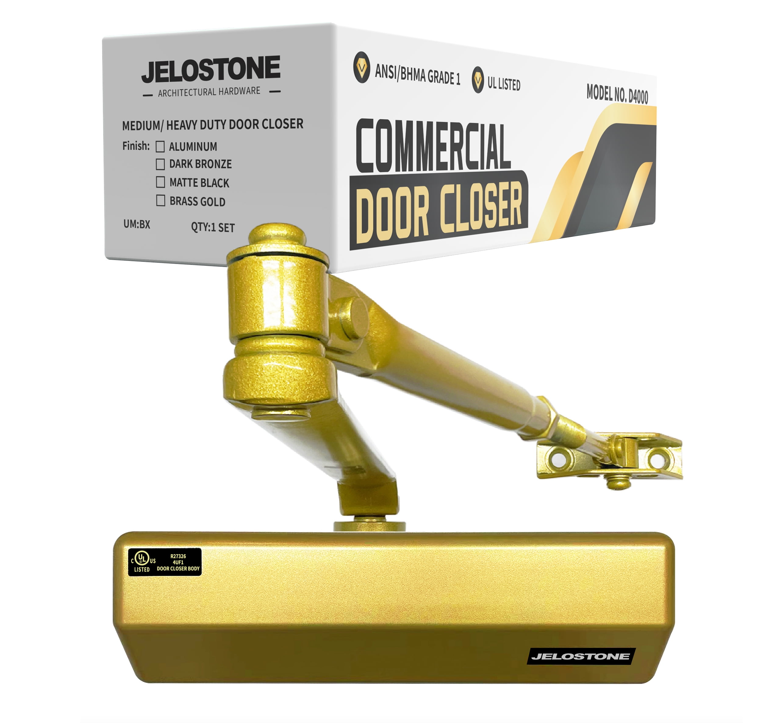 Medium/Heavy Duty Commercial Door Closer JELOSTONE D4000, Adjustable ...