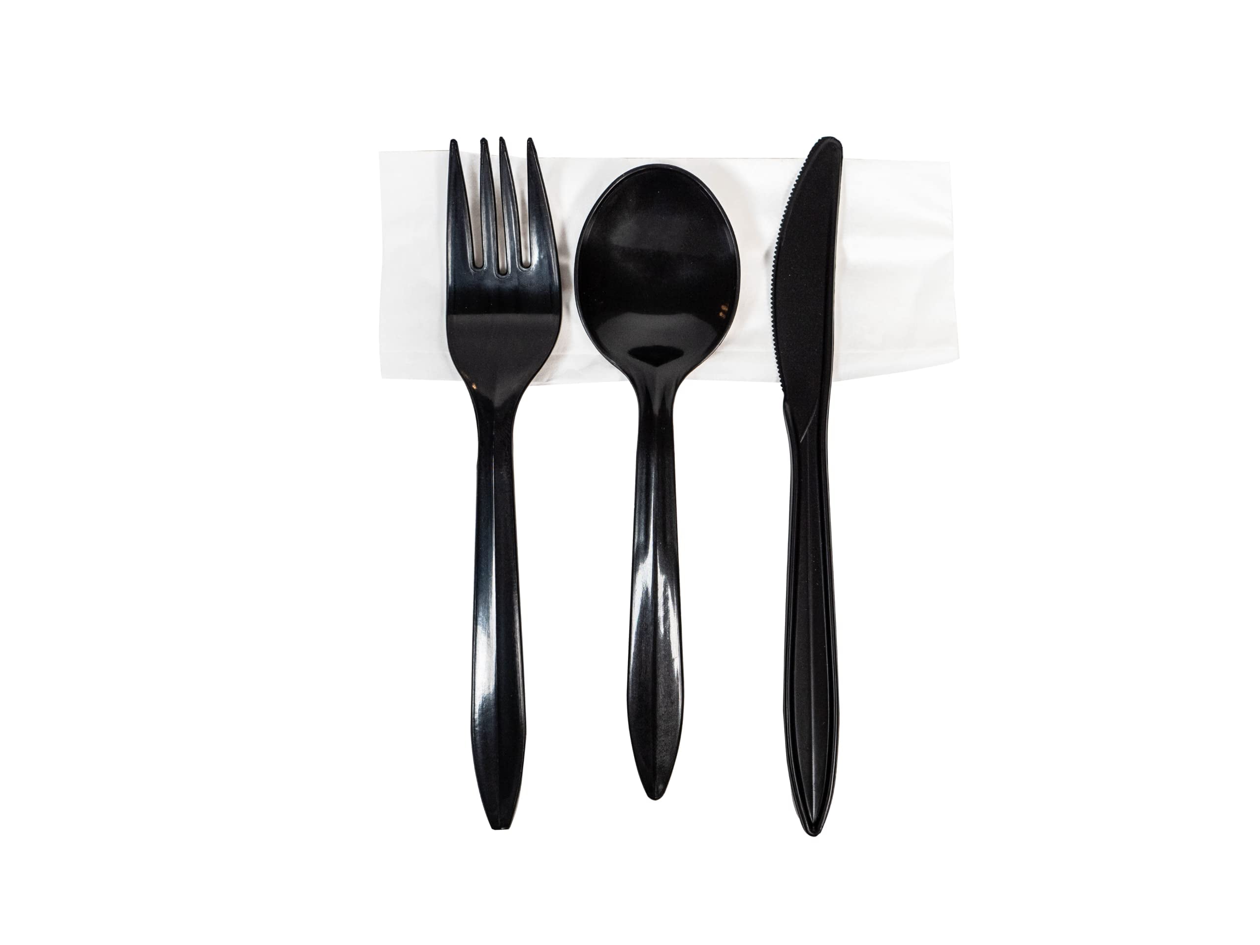 Medium Heavy Weight Black Cutlery Kit - 250 Sets of Individually ...