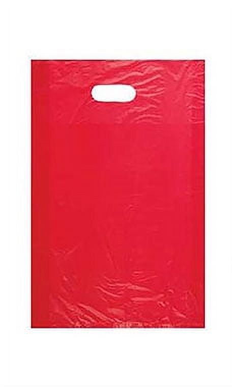 SSWBasics Medium High Density Red Plastic Merchandise Bags - 12”W x 3”D ...