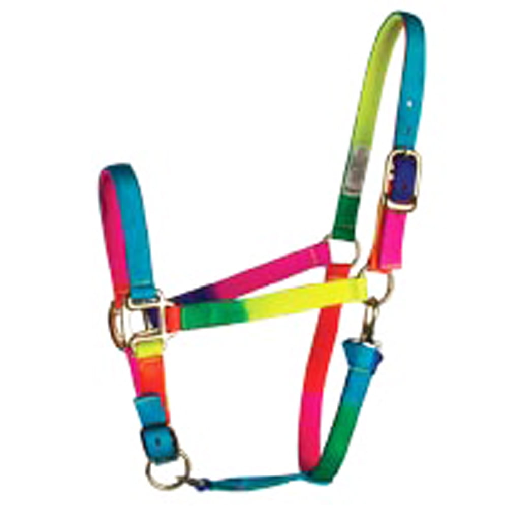 Medium Hilason Horse Tack Rainbow 3Ply Adjustable Nylon Halter ...