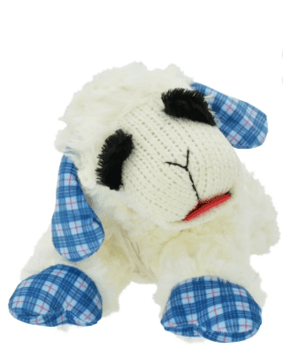 Medium Lamb Chop Dog Toy, Blue Plaid Ears and Paws, Squeaker Multipet ...