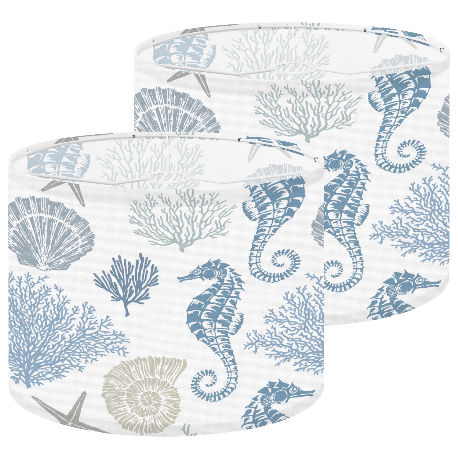 Medium Lampshades 2 Pack Marine hand drawn sea shells stars seahorse ...